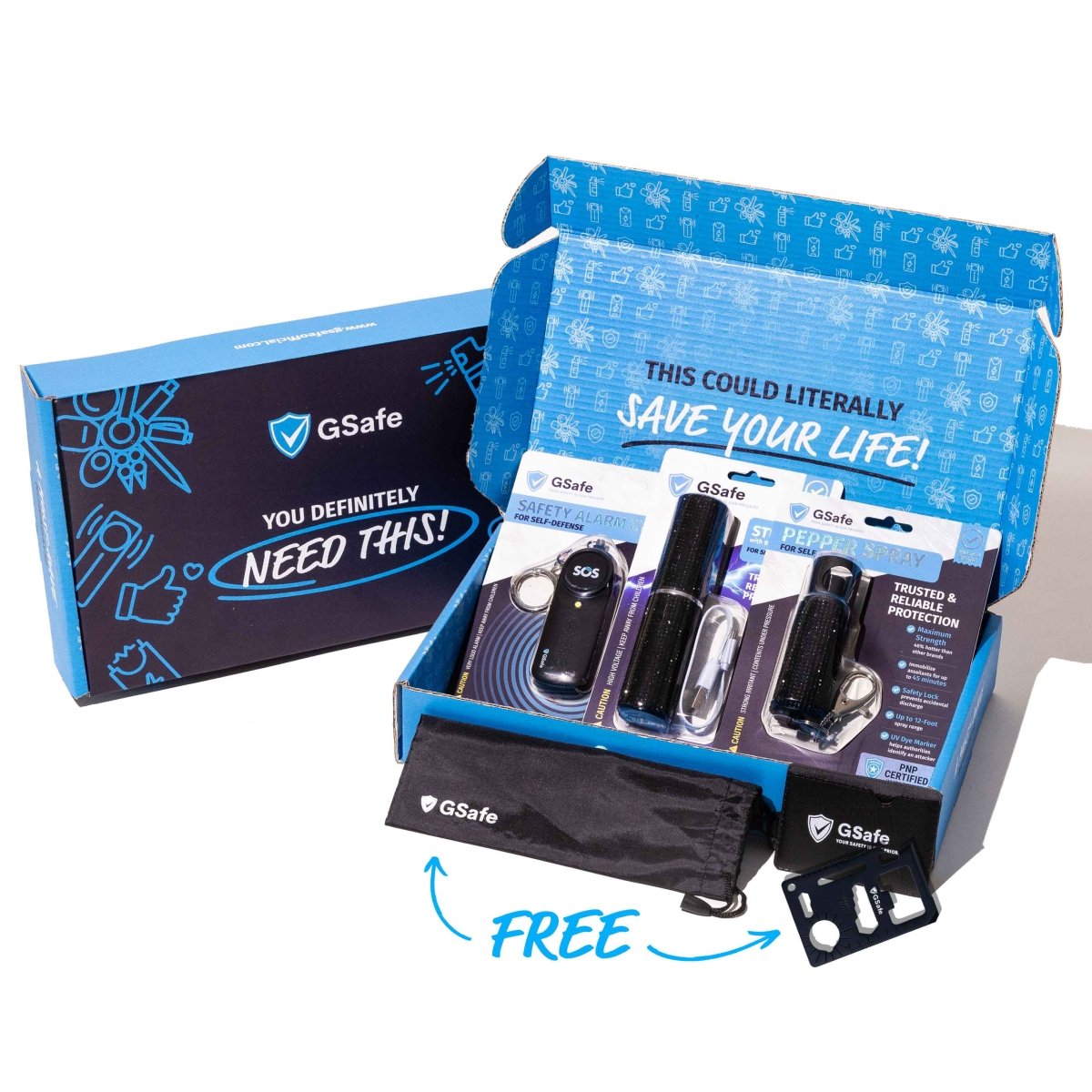 Complete Defense Kit (Alarm, Pepper Spray, & Stun Gun) – GSafe ...